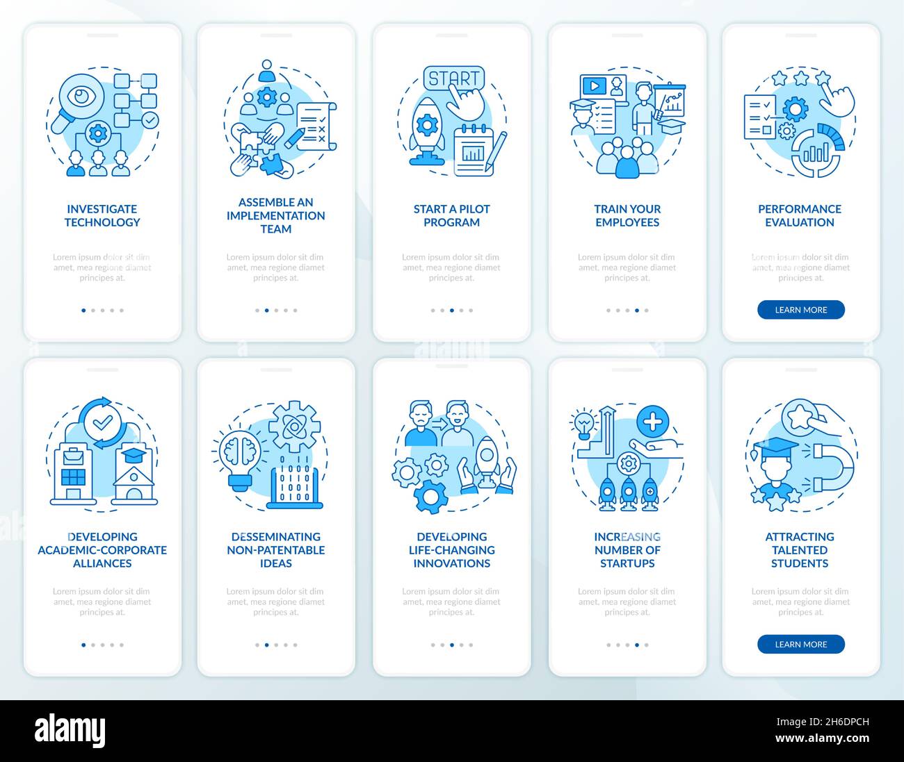 Technology dissemination onboarding mobile app page screen Stock Vector ...