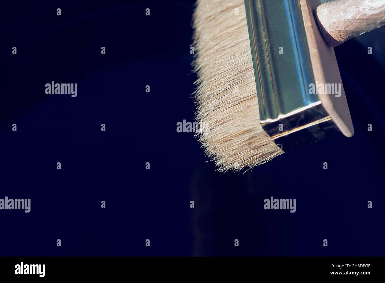 Brush and black paint . New wooden paintbrush with black color Stock ...