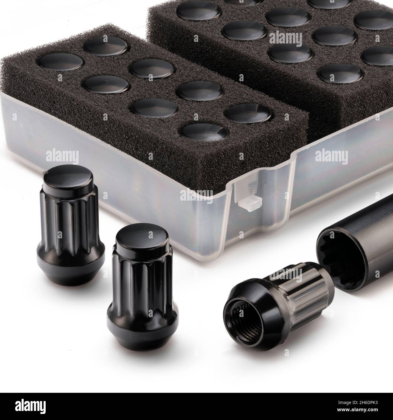 a set of colored black wheel nuts for wheels. auto tuning and car ...