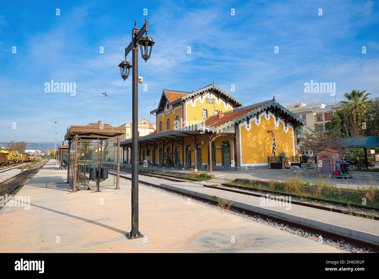 the beautiful historic station of the city of Volos, Greece. The ...