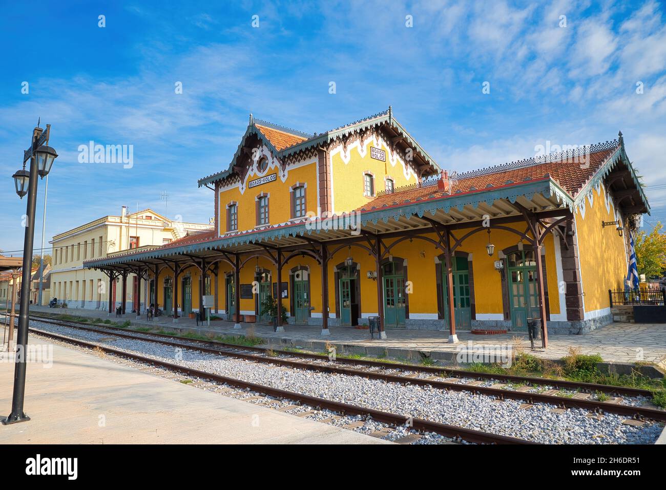 the beautiful historic station of the city of Volos, Greece. The ...