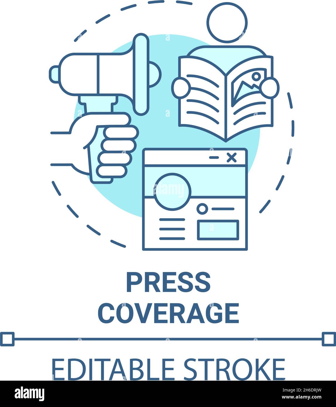 Press coverage blue concept icon Stock Vector Image & Art - Alamy