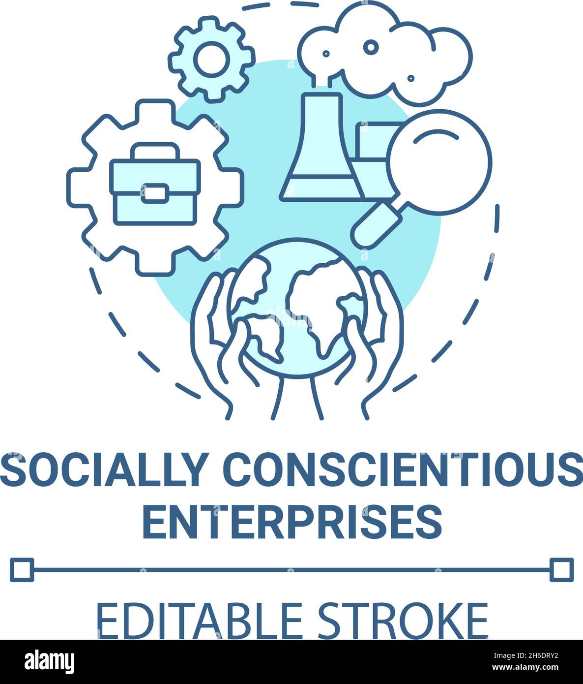 Socially conscientious enterprises blue concept icon Stock Vector Image ...