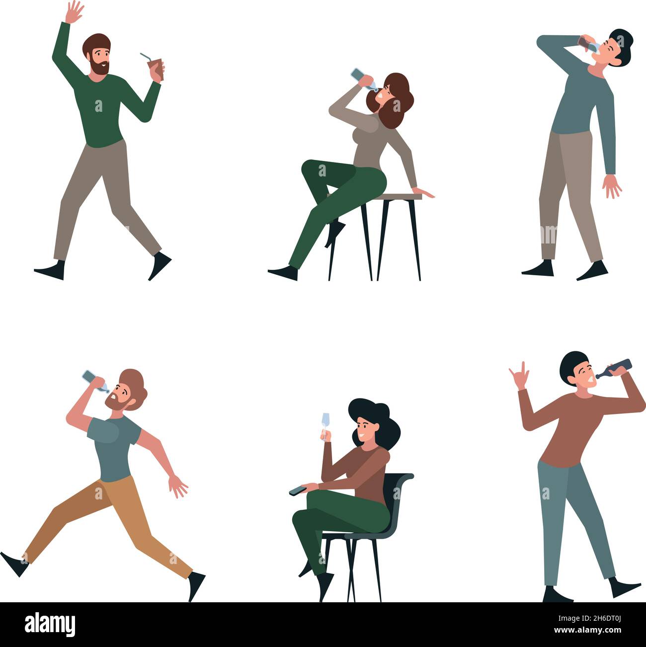 People drinking. Characters in restaurant drinking beverage fresh ...