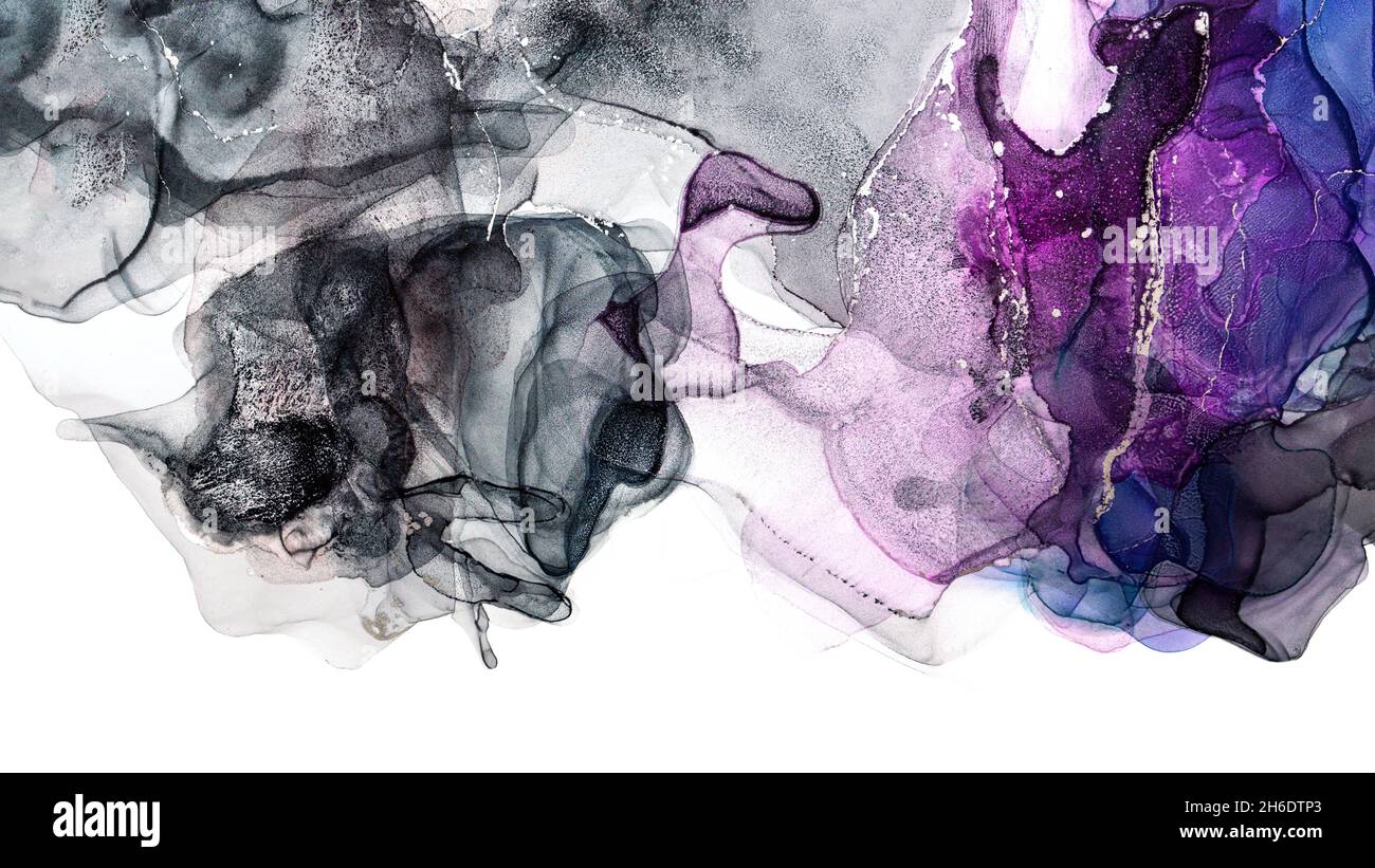 Modern fluid art. Abstract colorful Alcohol ink translucent. Luxurious ...