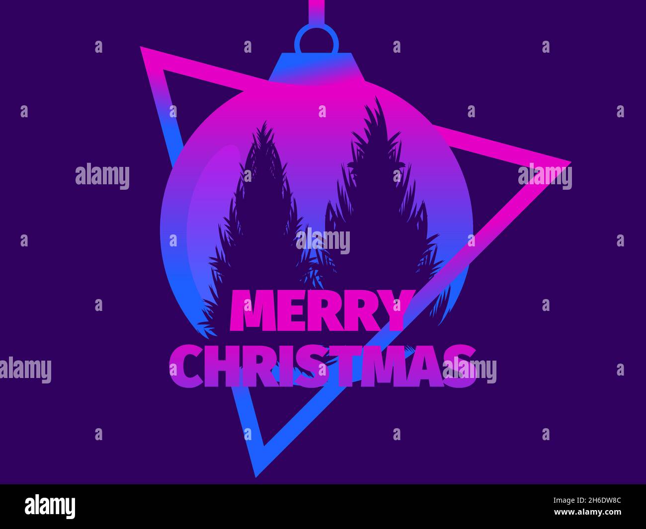 Merry Christmas in synthwave and retrowave style. 80s retro sci-fi ...