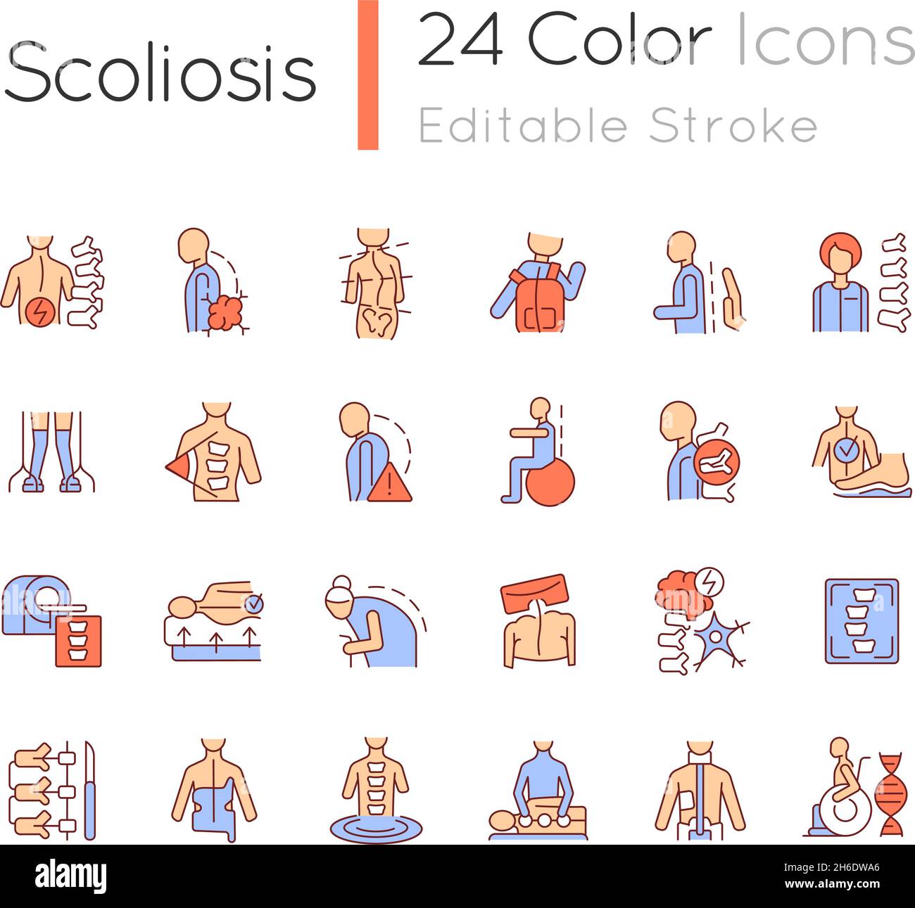 Scoliosis RGB color icons set Stock Vector Image & Art - Alamy