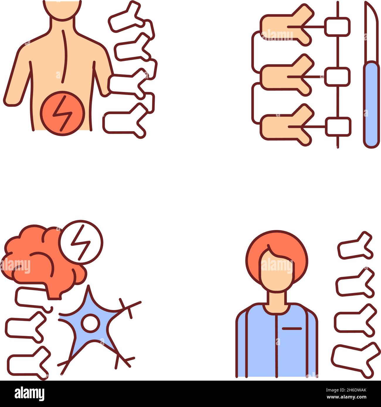 Spinal column disorders RGB color icons set Stock Vector Image & Art ...