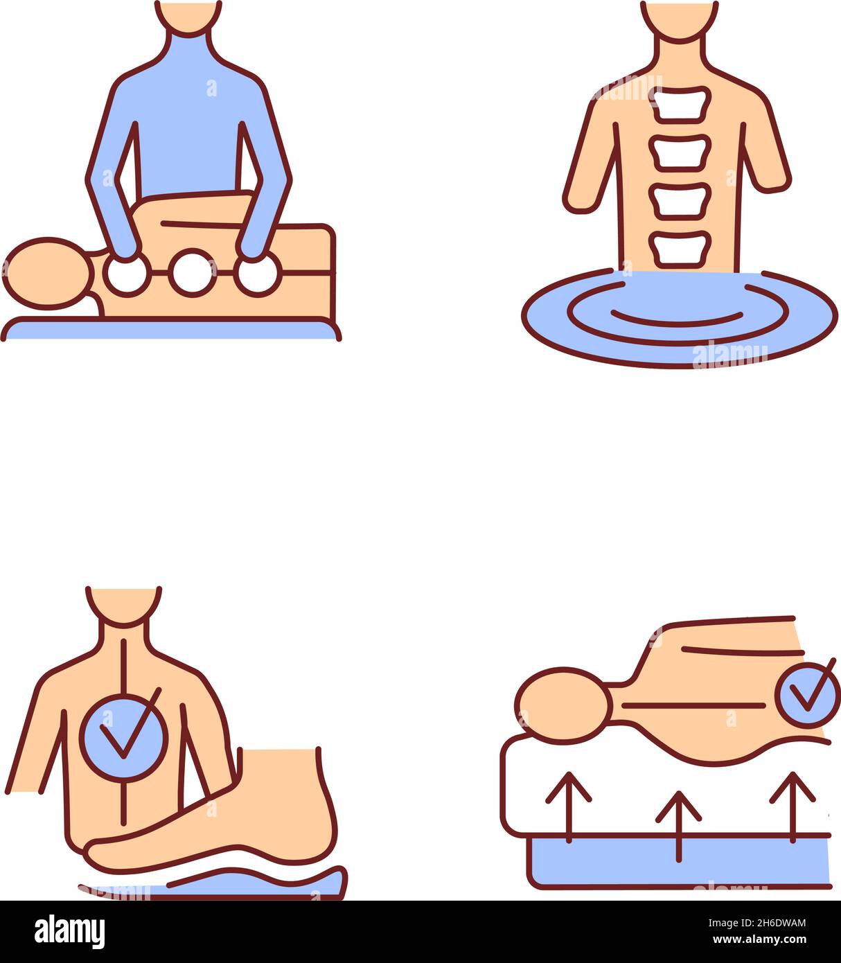 Spine problems prevention RGB color icons set Stock Vector Image & Art ...