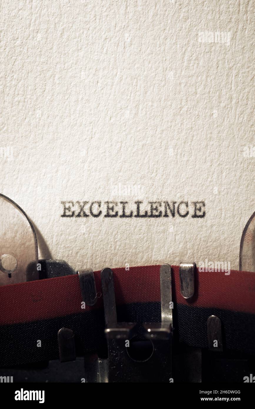 The word excellence written with a typewriter Stock Photo - Alamy