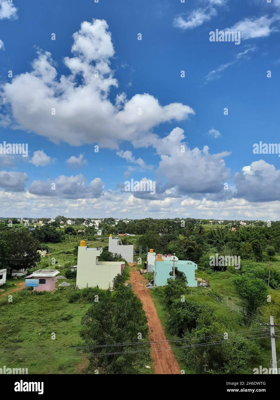 Vertical view of a small village on the hill Stock Photo - Alamy
