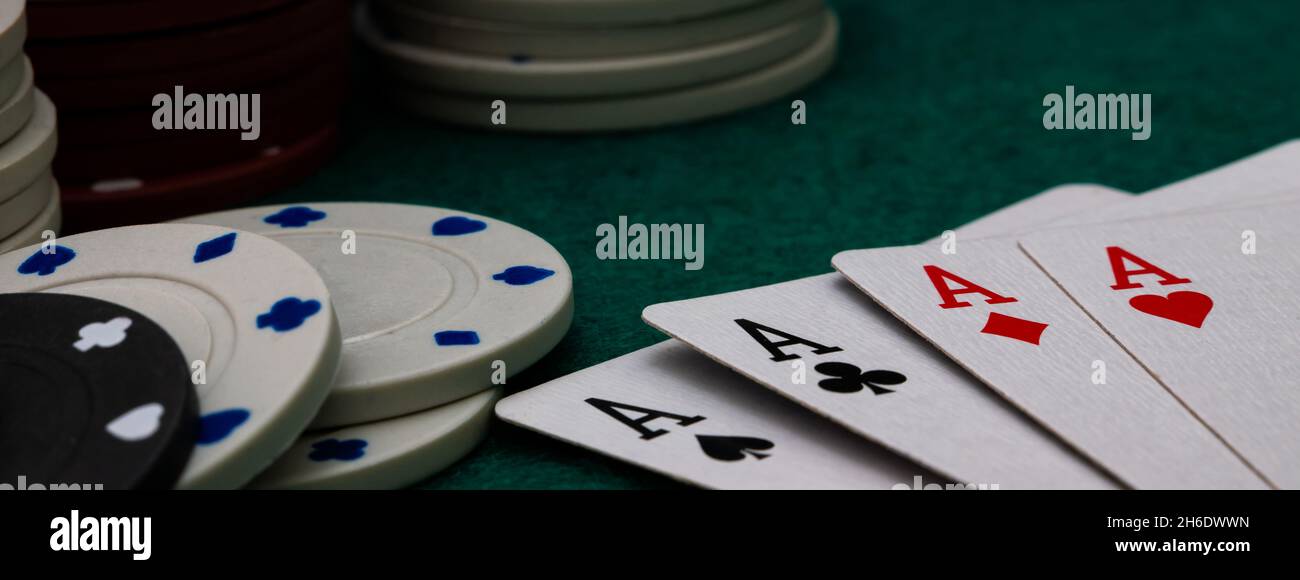 web banner poker game table, four aces Stock Photo - Alamy