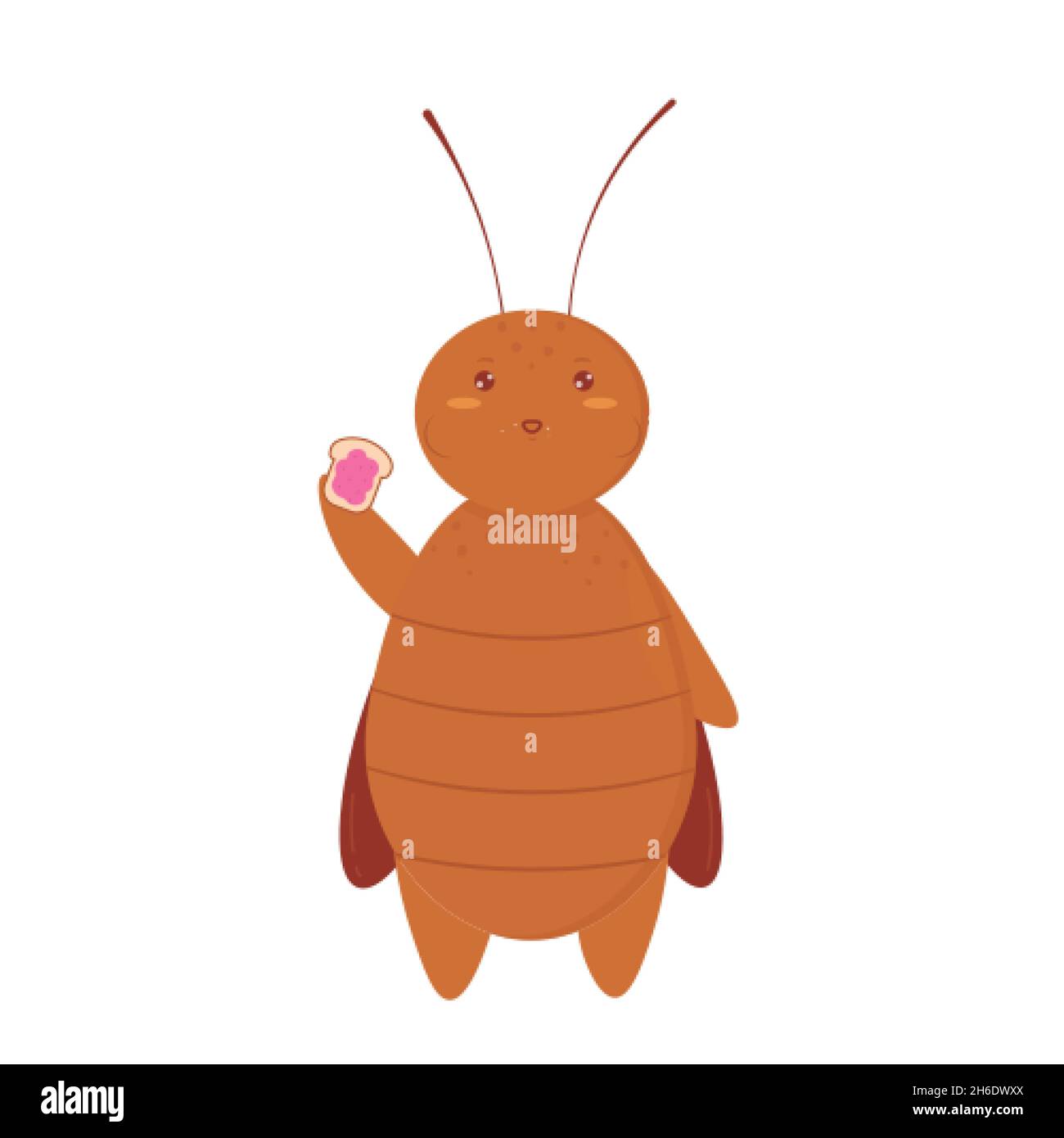 Cute cartoon cockroach eating a sandwich art Stock Vector Image & Art ...