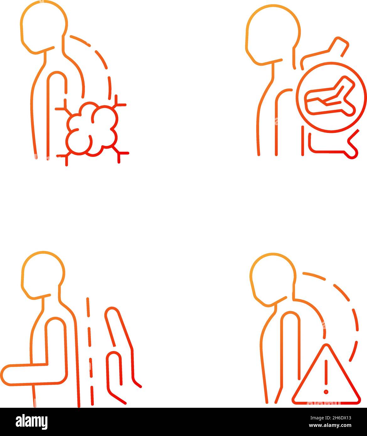 Spinal problems gradient linear vector icons set Stock Vector Image ...