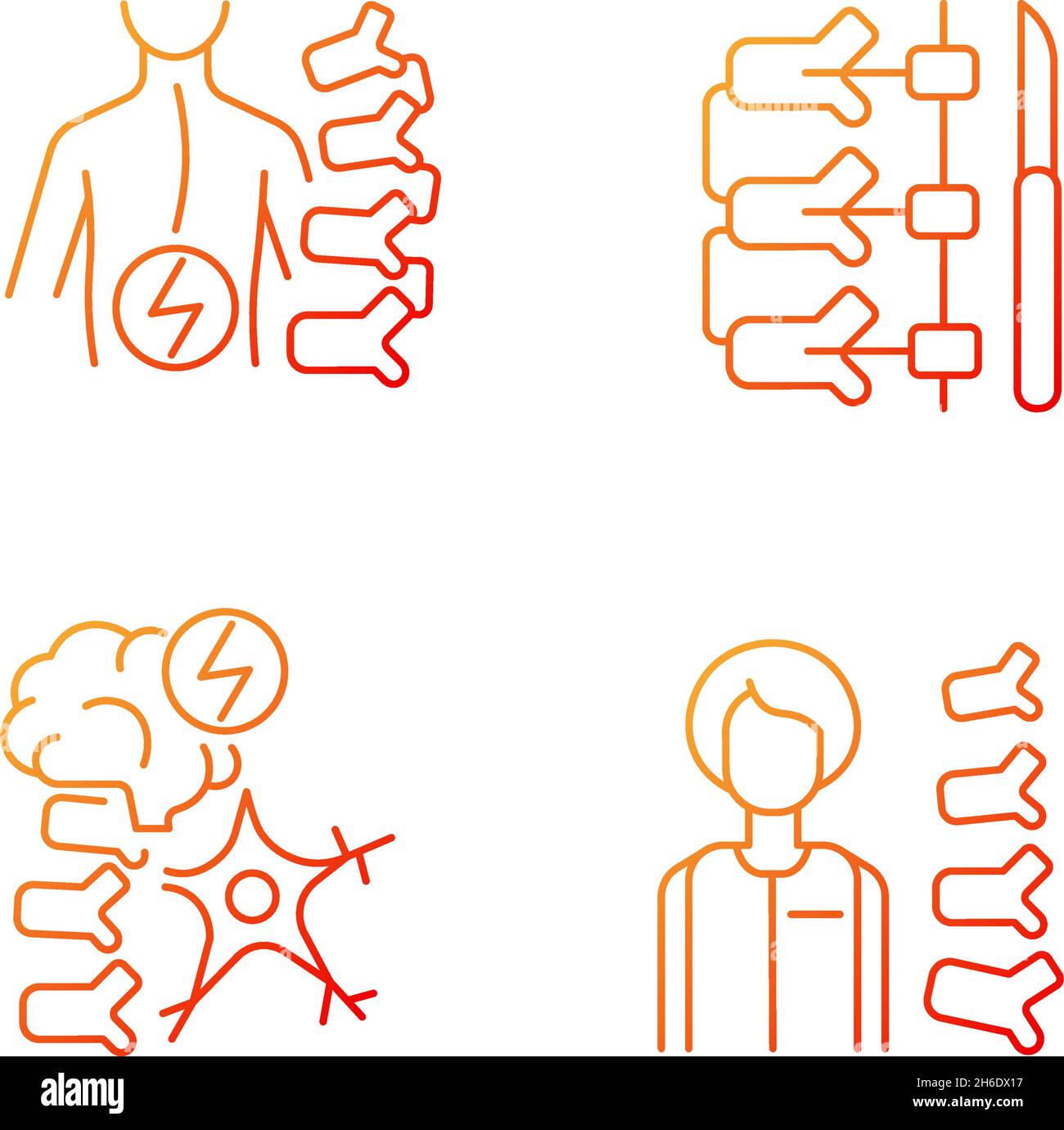 Spinal column disorders gradient linear vector icons set Stock Vector ...