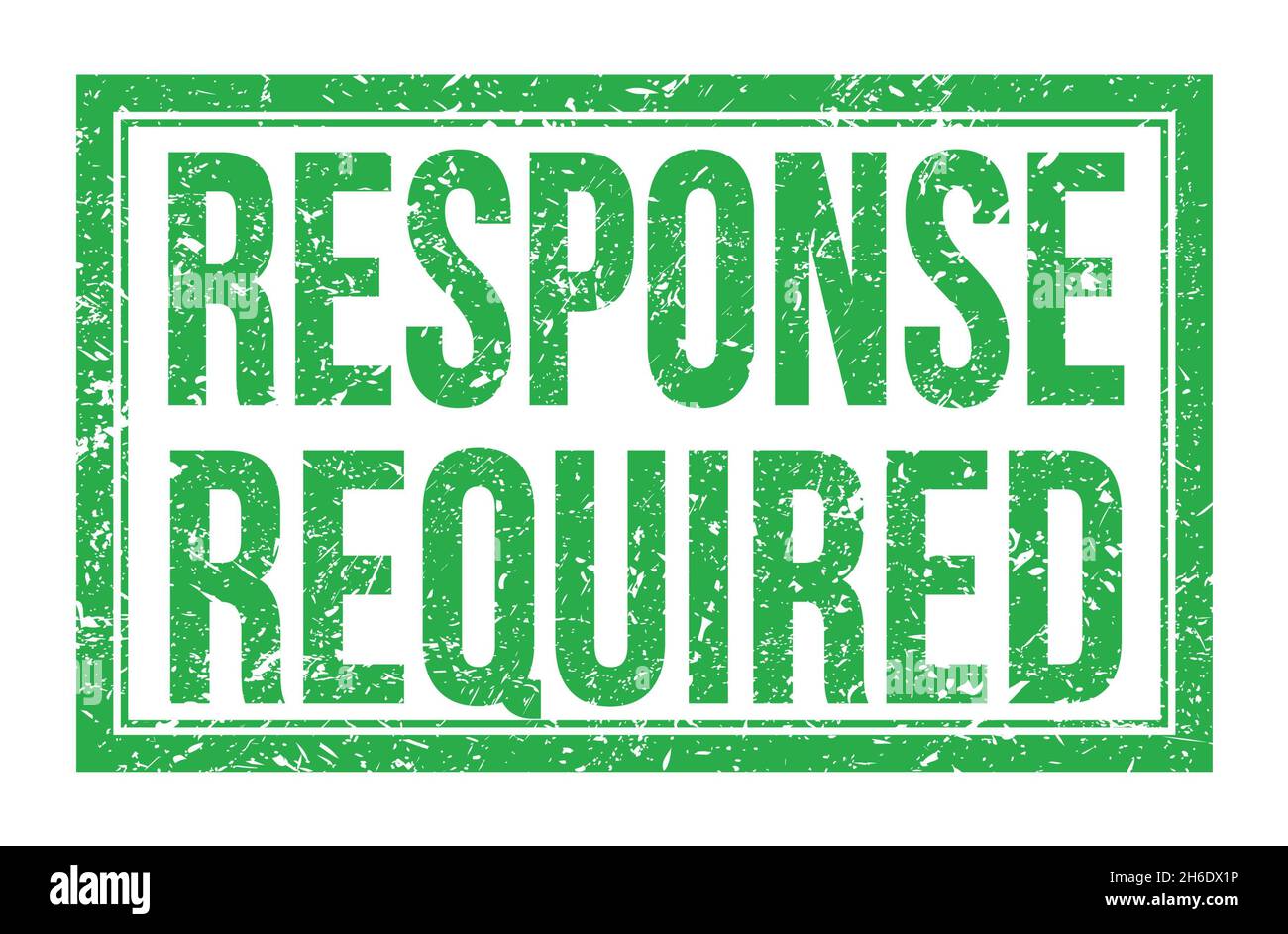 RESPONSE REQUIRED, words written on green rectangle stamp sign Stock ...