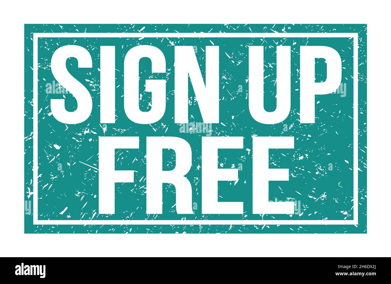 SIGN UP FREE, words written on blue rectangle stamp sign Stock Photo ...