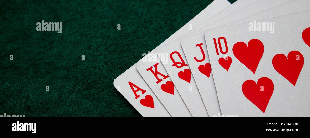 web banner Royal straight flush poker cards Stock Photo - Alamy