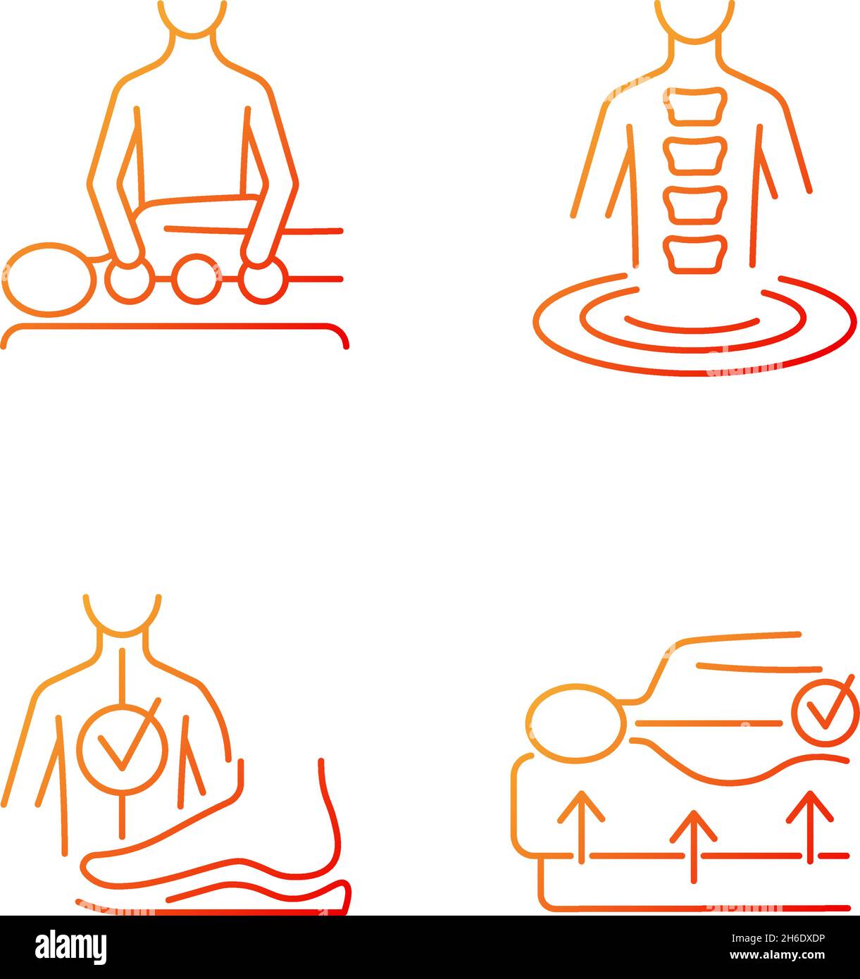 Spine problems prevention gradient linear vector icons set Stock Vector ...