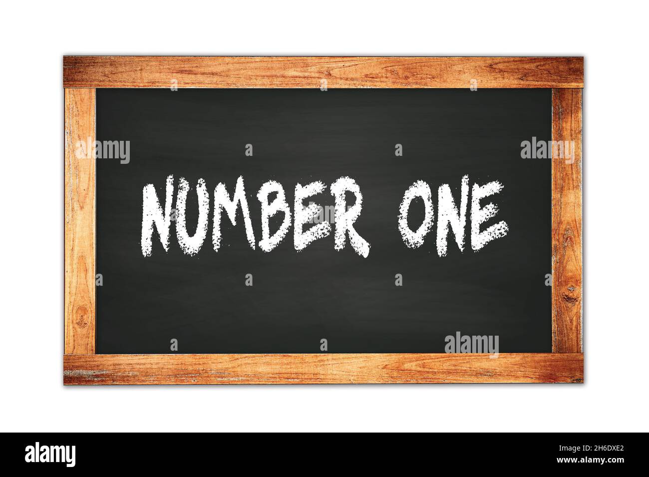 NUMBER ONE text written on black wooden frame school blackboard Stock ...