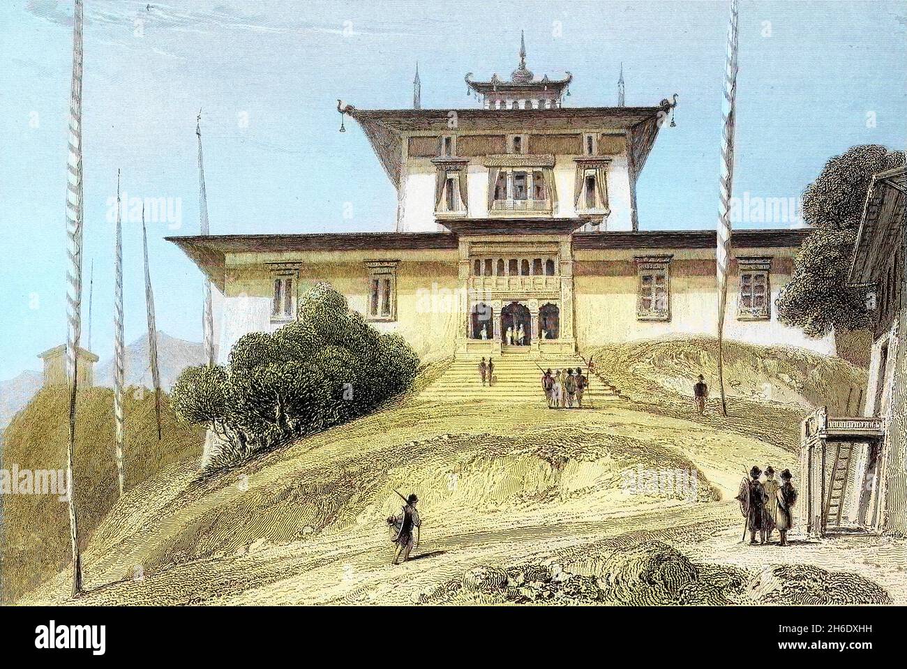Machine Colourised THE PALACE AT WANDECHY, BOOTAN [Bhutan] From the ...