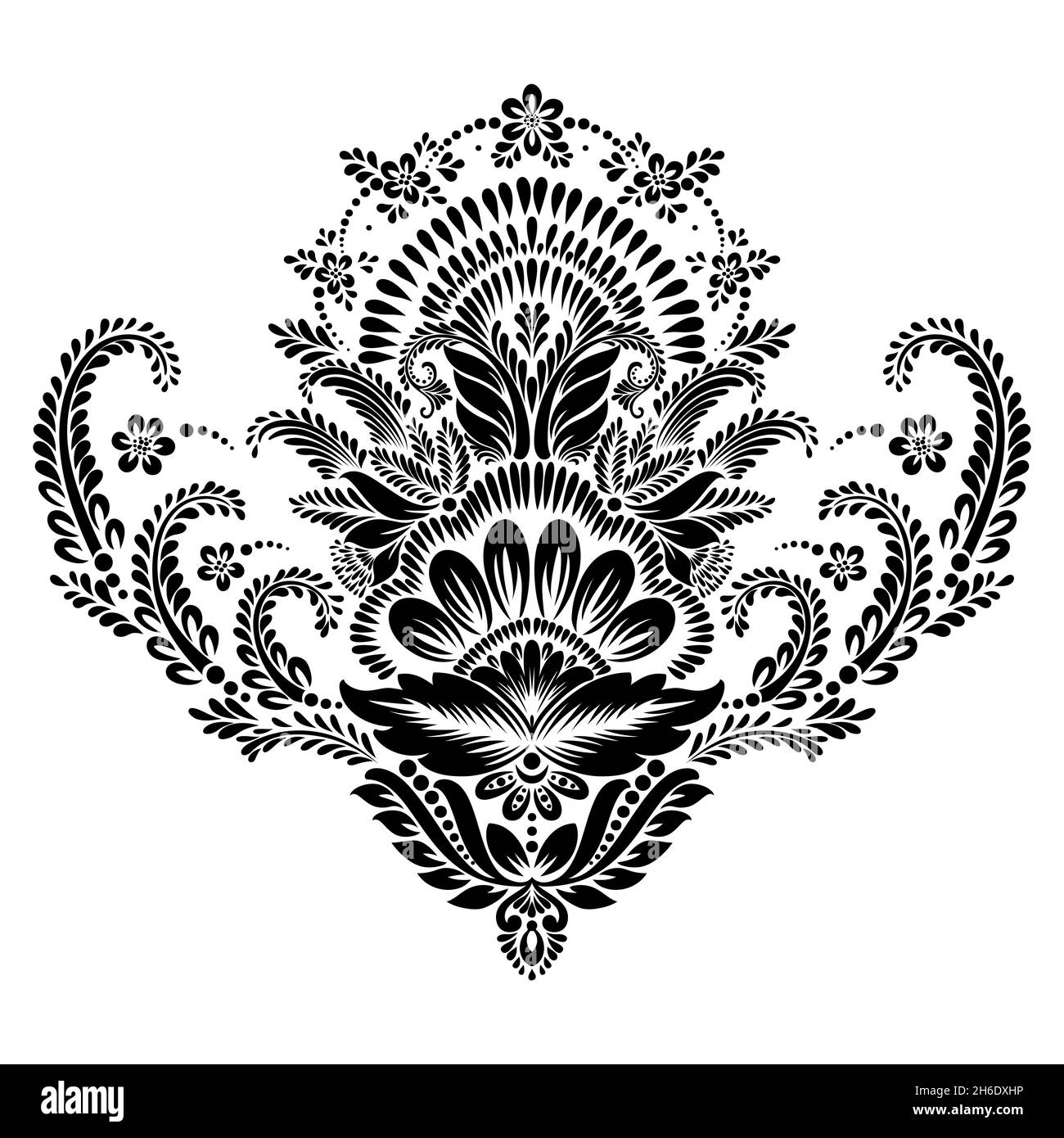 Damask central element isolated. Vector damask illustration Stock ...