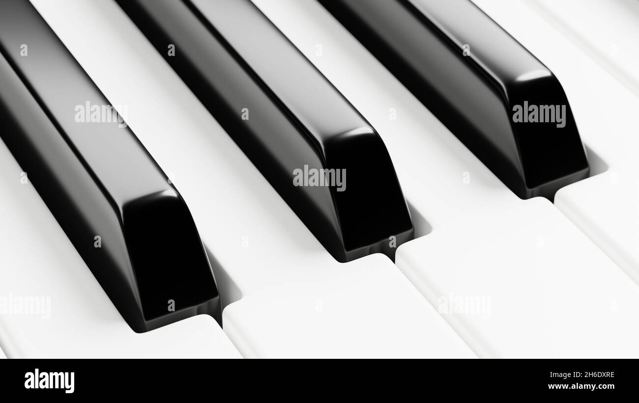 Piano keyboard close up view 3D illustration Stock Photo - Alamy