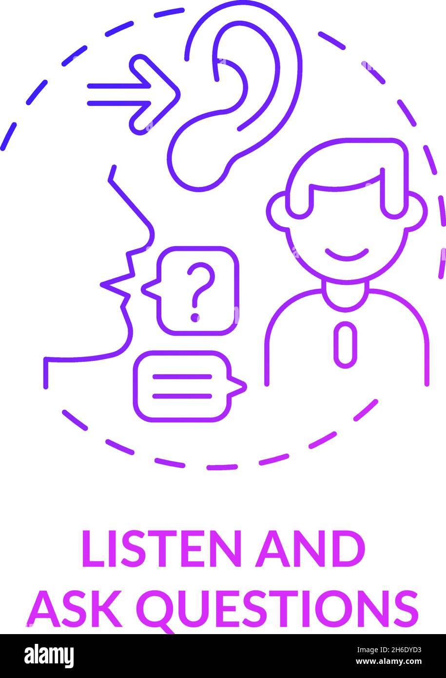 Listen and ask questions purple gradient concept icon Stock Vector ...