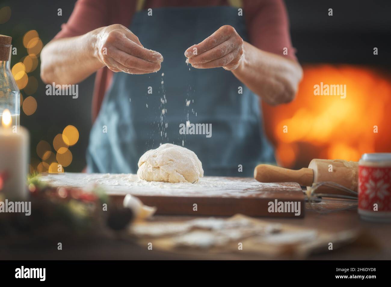 Merry Christmas and Happy Holidays. Family preparation holiday food ...