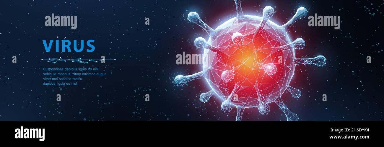 Virus. Abstract vector 3d corona microbe. Panorama banner. Computer ...
