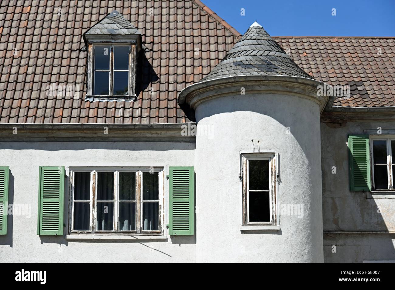 Traditional house facade with turret Stock Photo - Alamy