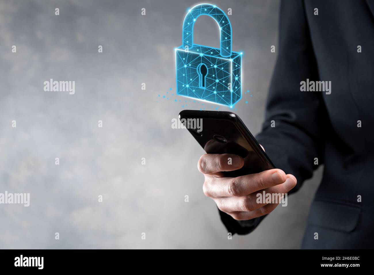 Cyber security network. Padlock icon and internet technology networking ...