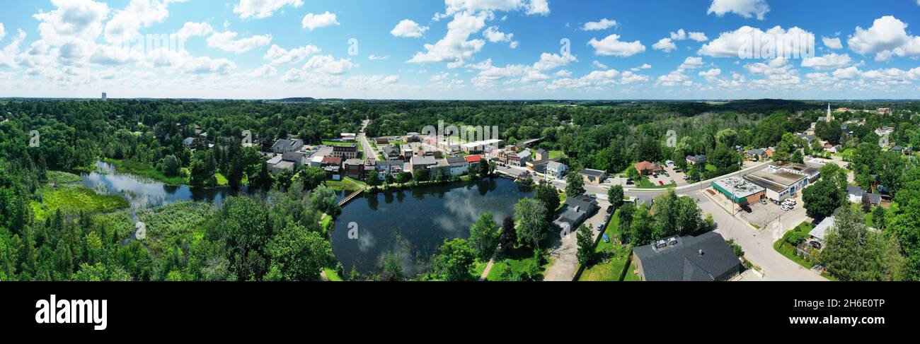 An aerial panorama of the town of Ayr, Ontario, Canada Stock Photo - Alamy