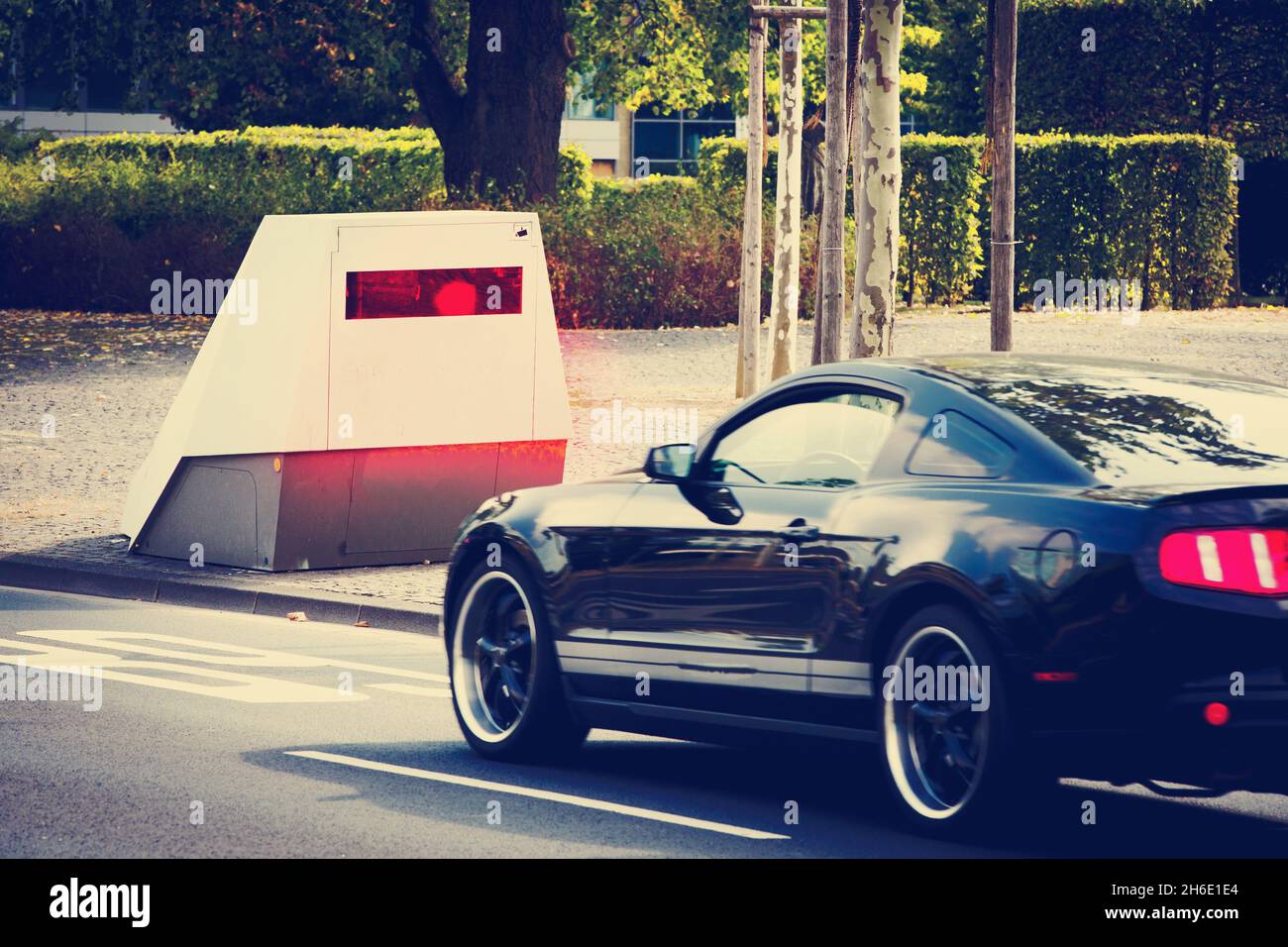 Mobile Speed Measurement With An Enforcement - Trailer, Sporty Car With ...