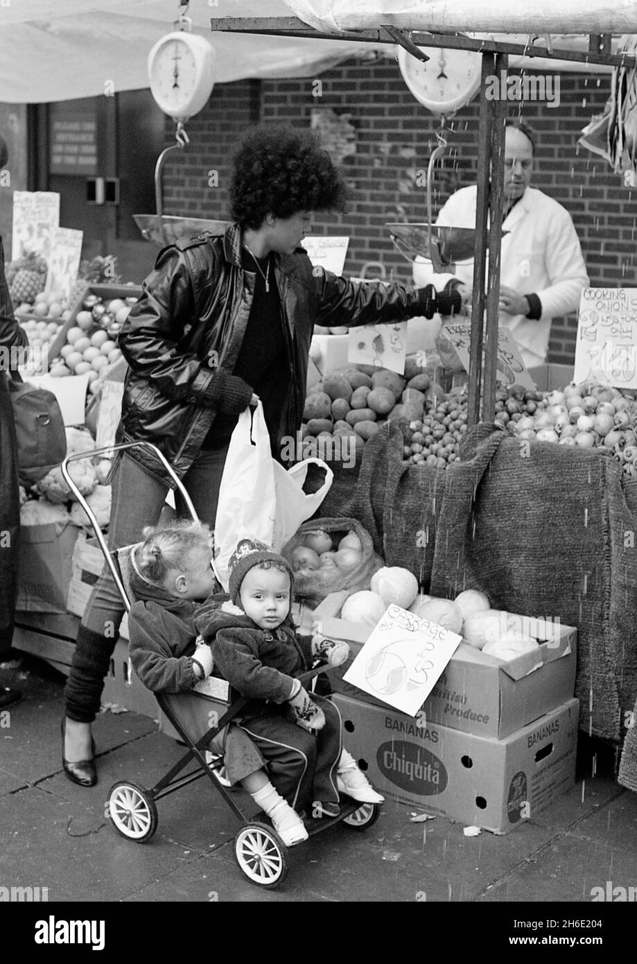 Child market fruit Black and White Stock Photos & Images - Alamy