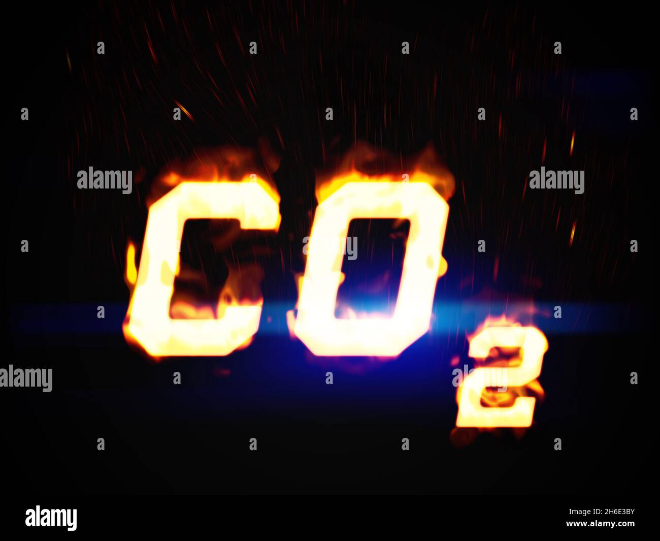 Illustration of a CO2 sign on fire Stock Photo - Alamy