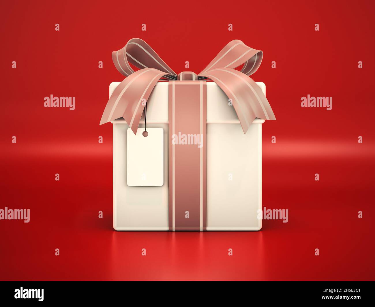3D rendering of a typical gift box with a blank price tag Stock Photo ...