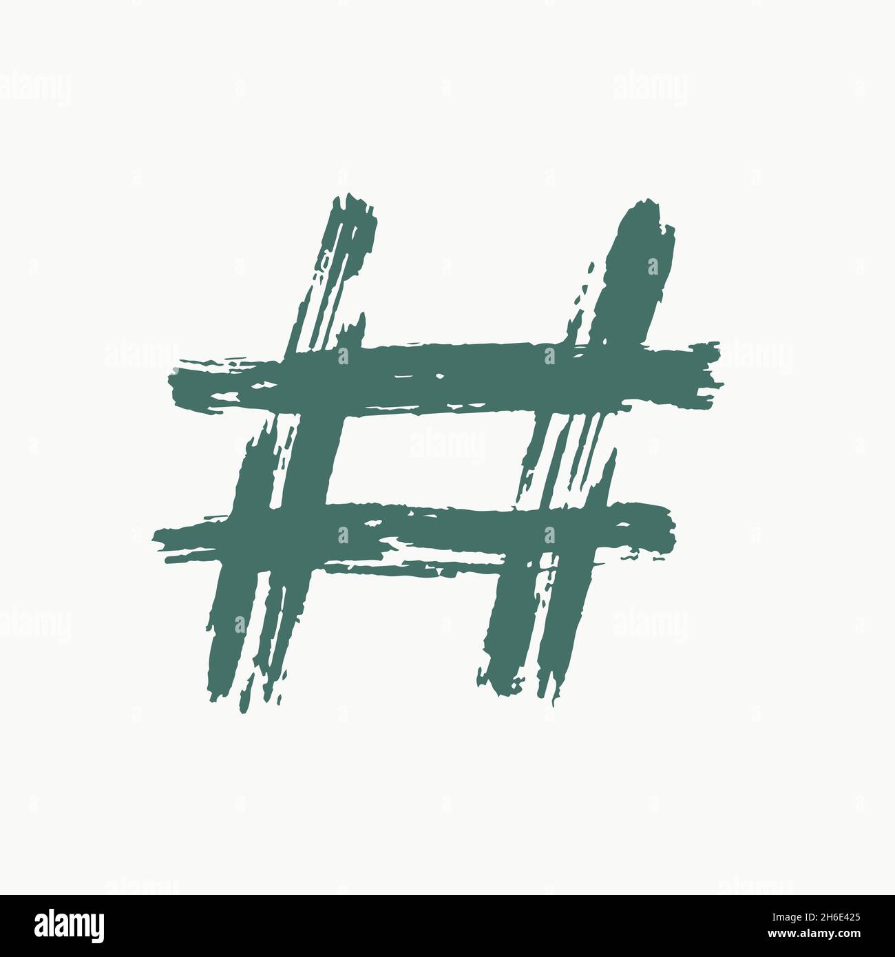 Hashtag, vector green tag icon on white background. Hand Drawn vector ...