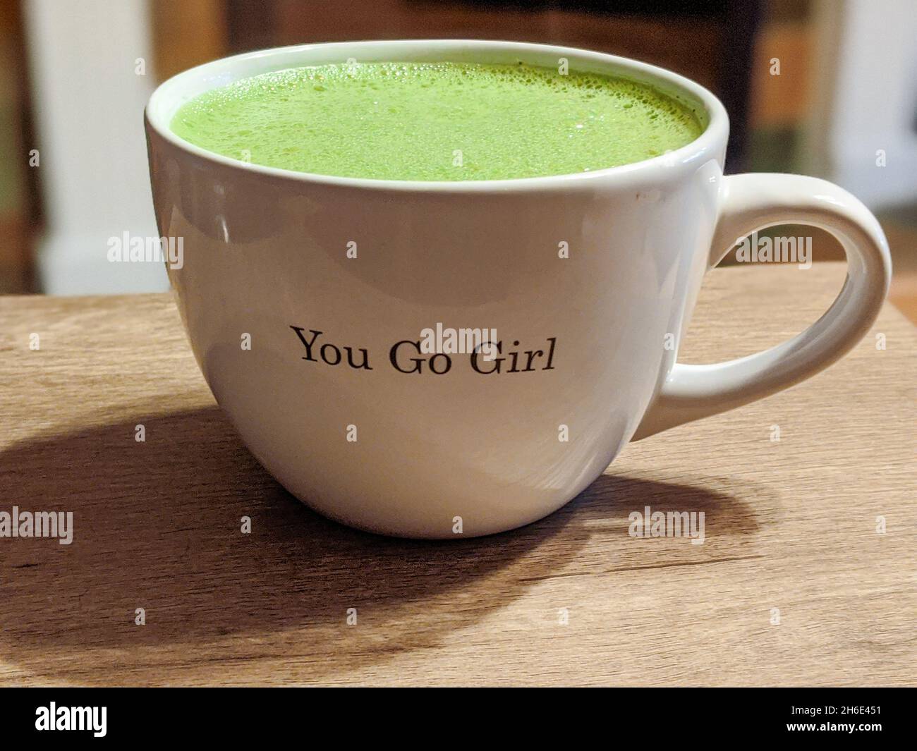 Matcha Green Tea in Giant Mug Stock Photo - Alamy
