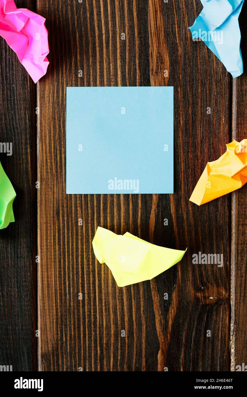 Blue sheet of paper on a wooden background for a messages Stock Photo ...