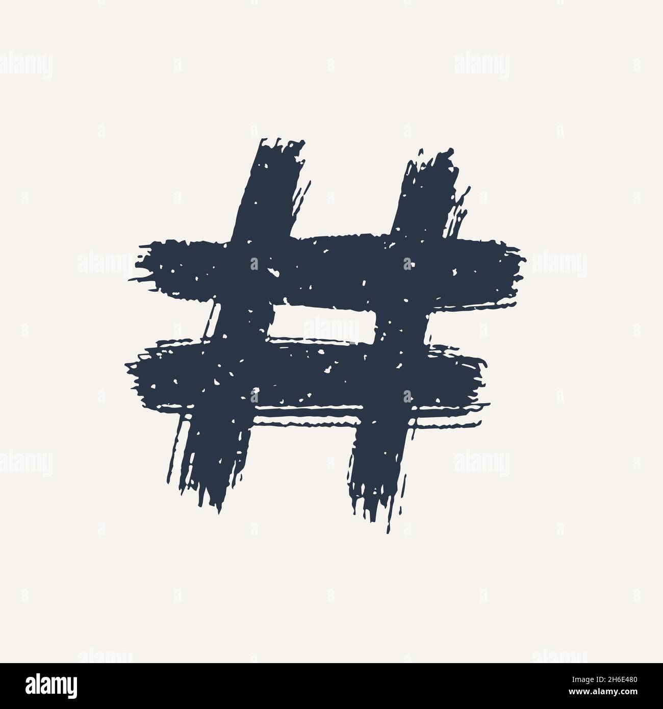 Hashtag, vector ink painted tag icon on white background. Hand Drawn ...