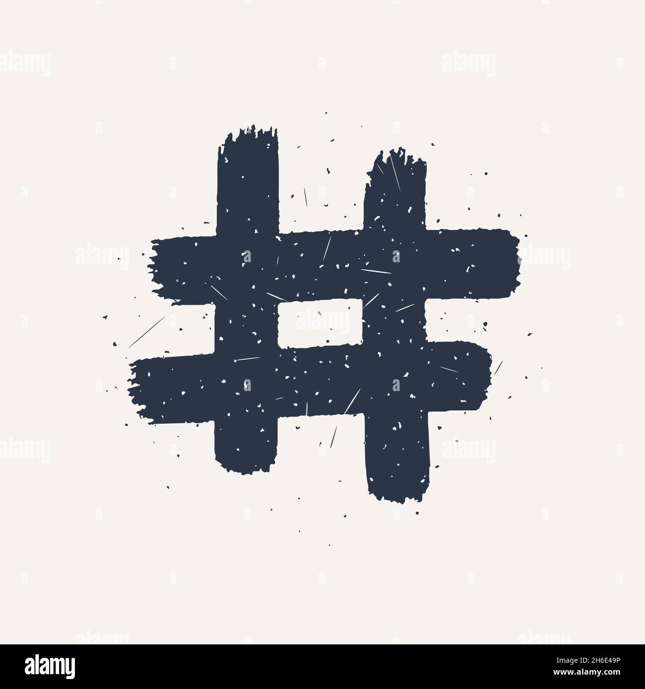 Hashtag, vector ink painted tag icon on white background. Hand Drawn ...