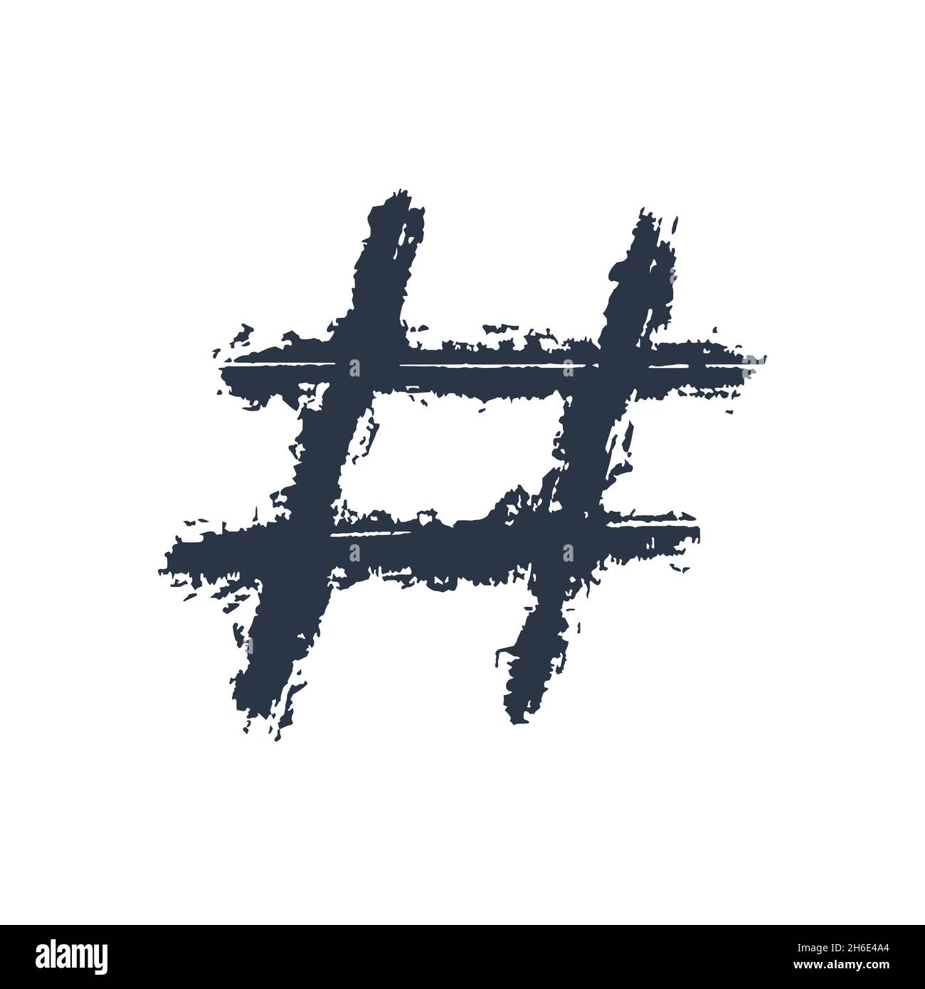Hashtag, vector ink painted tag icon on white background. Hand Drawn ...