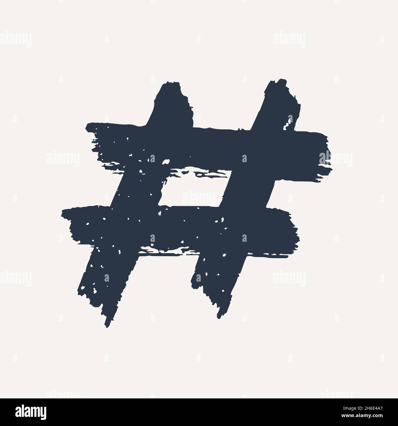 Hashtag, vector ink painted tag icon on white background. Hand Drawn ...