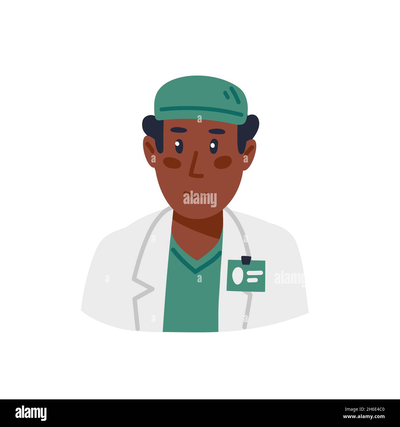 Doctor, african american male doctor portrait in a green uniform. Flat ...