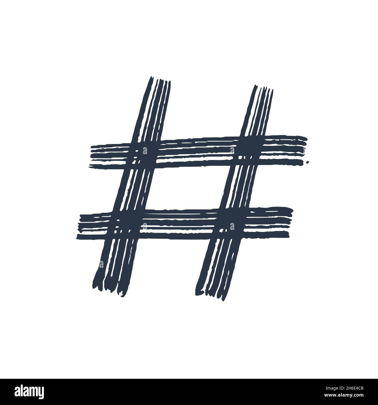 Hashtag, vector ink painted tag icon on white background. Hand Drawn ...