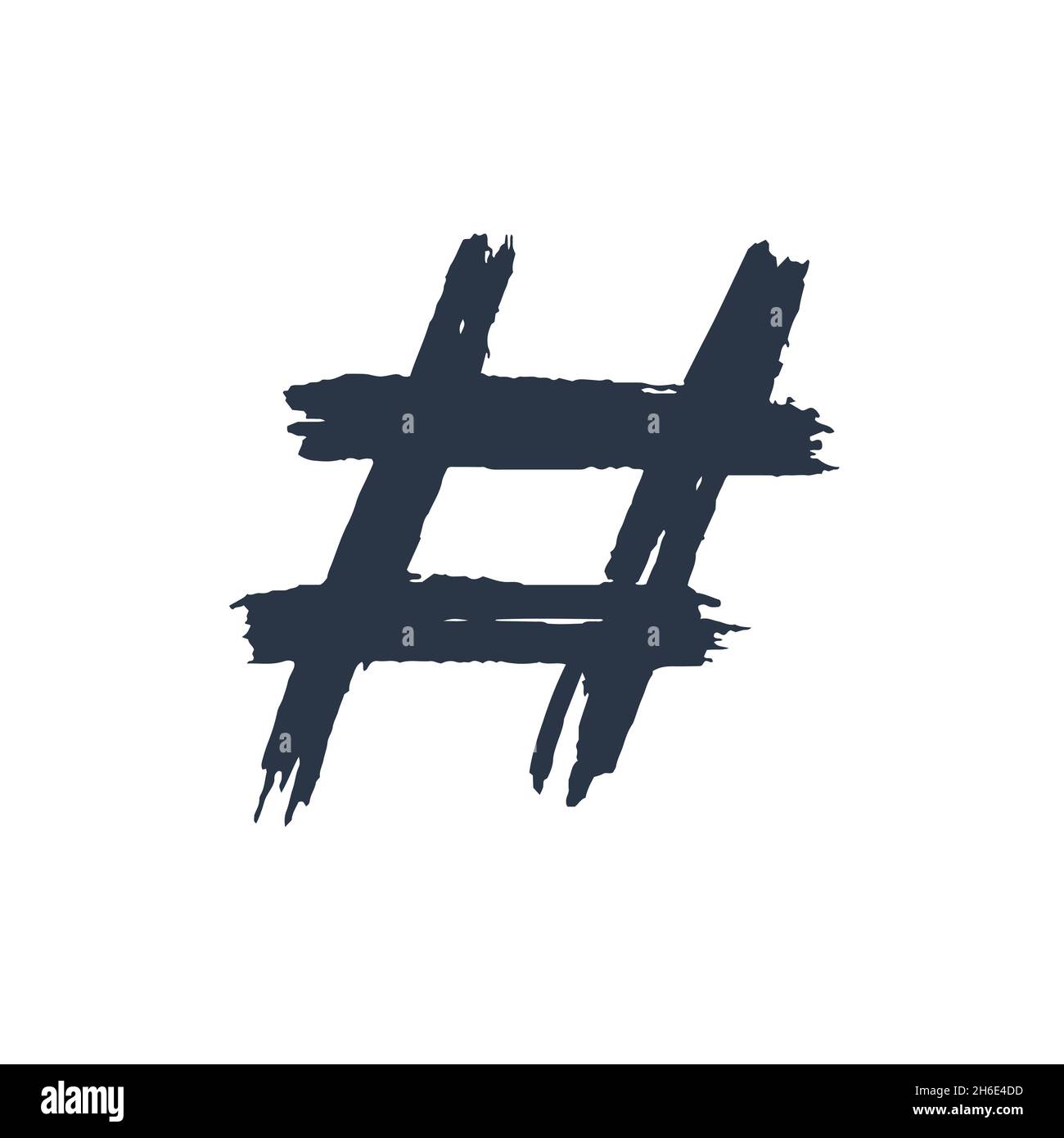 Hashtag, vector ink painted tag icon on white background. Hand Drawn ...