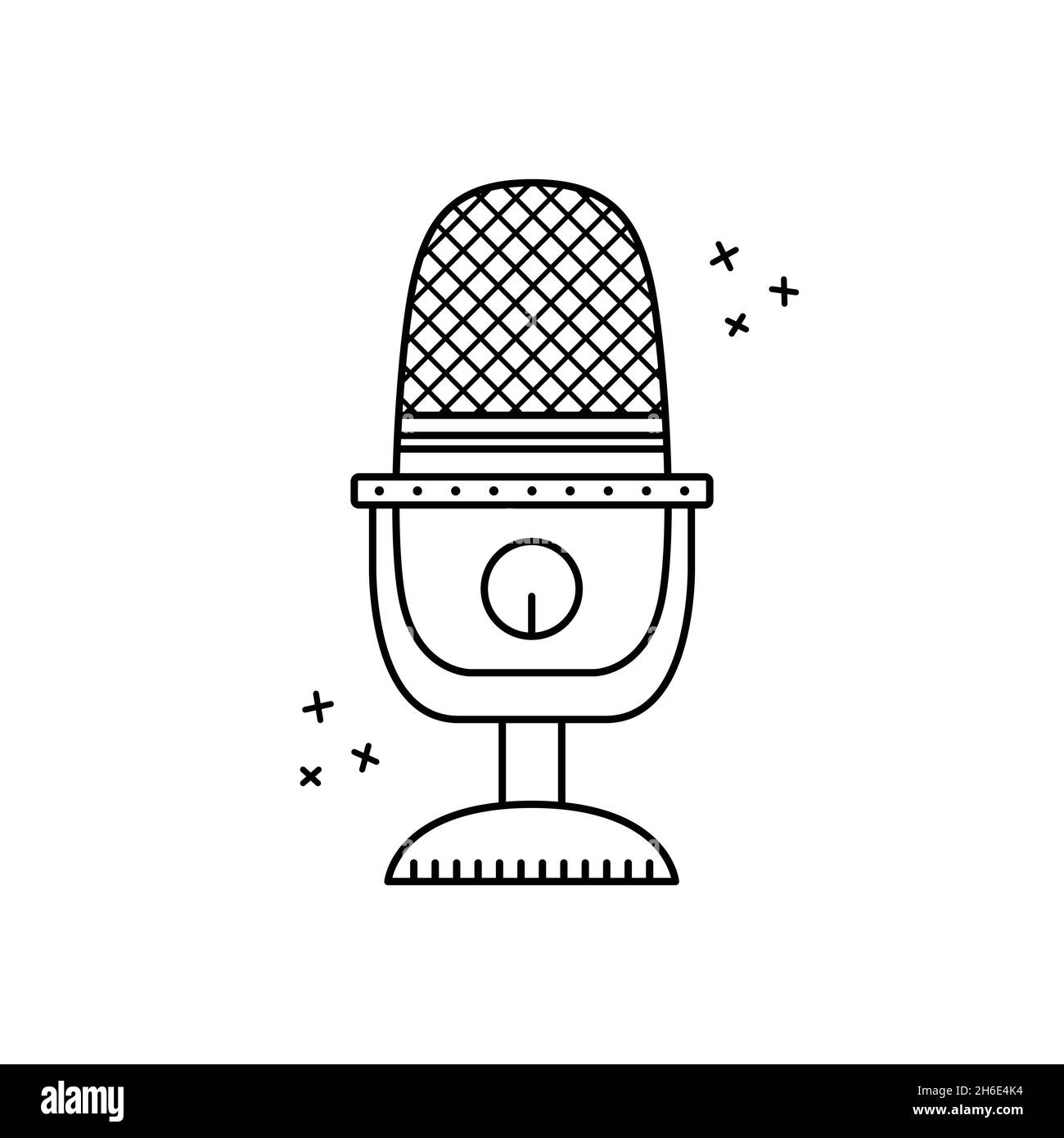 Vector illustration of a microphone for a podcast. The blogging. A ...
