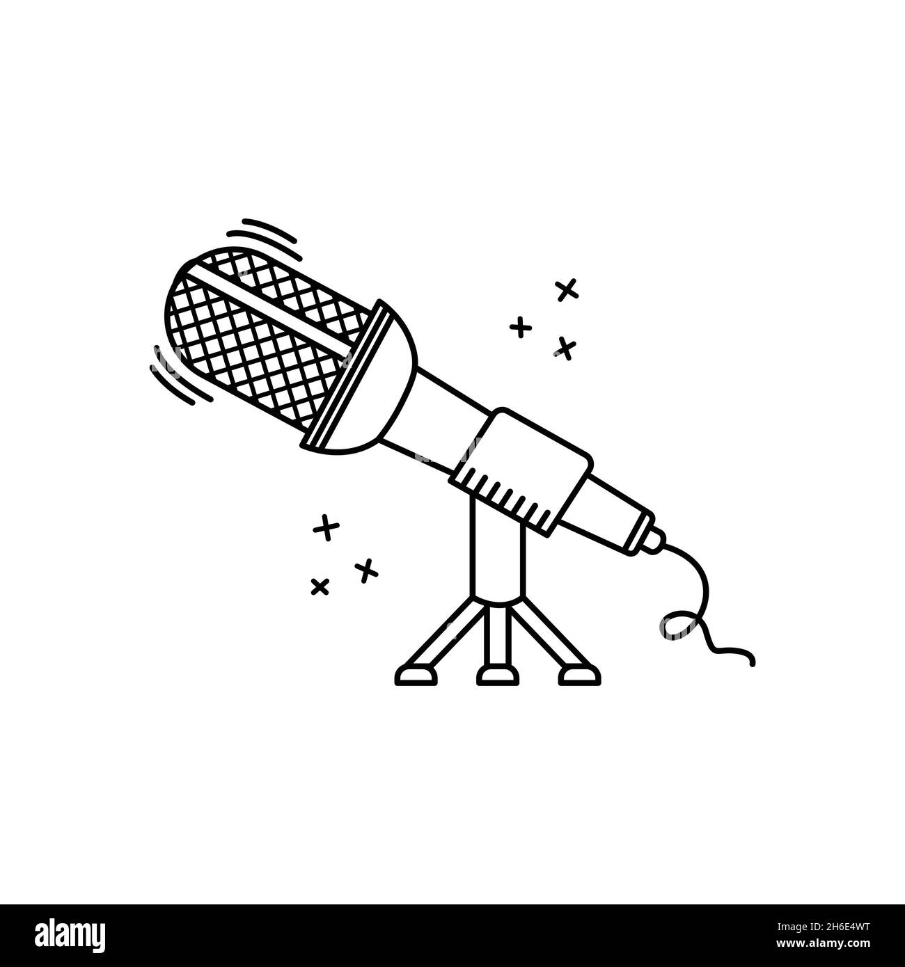 Vector illustration of a microphone for a podcast. The blogging. A ...