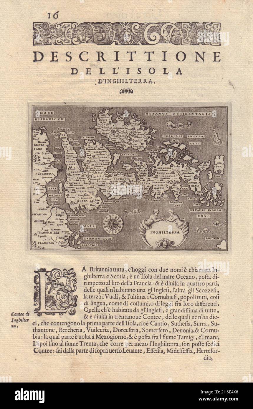 Descrittione dell' Isola d'Inghilterra. PORCACCHI British Isles England ...